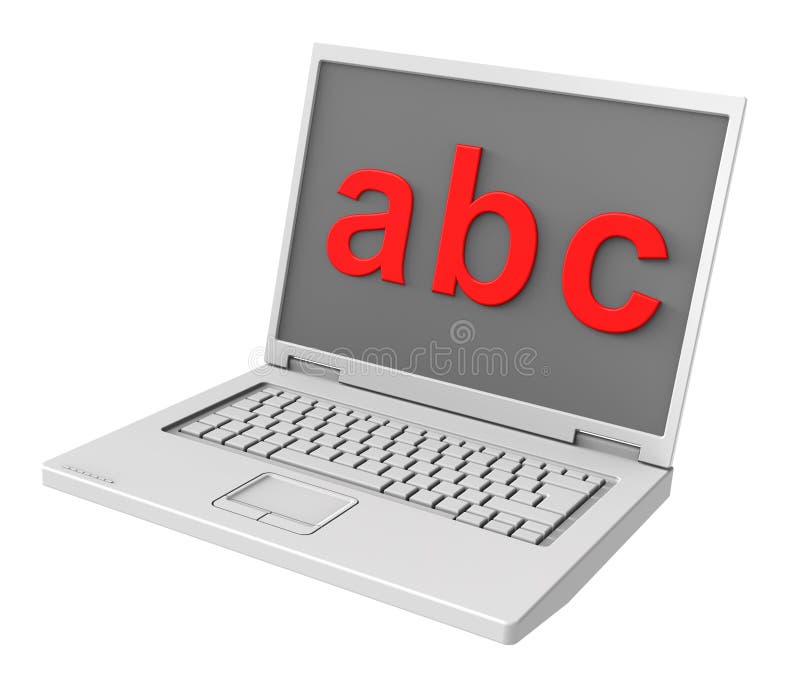 Laptop Mit ABC-Buchstaben Auf Dem Schirm Stock Abbildung - Illustration ...