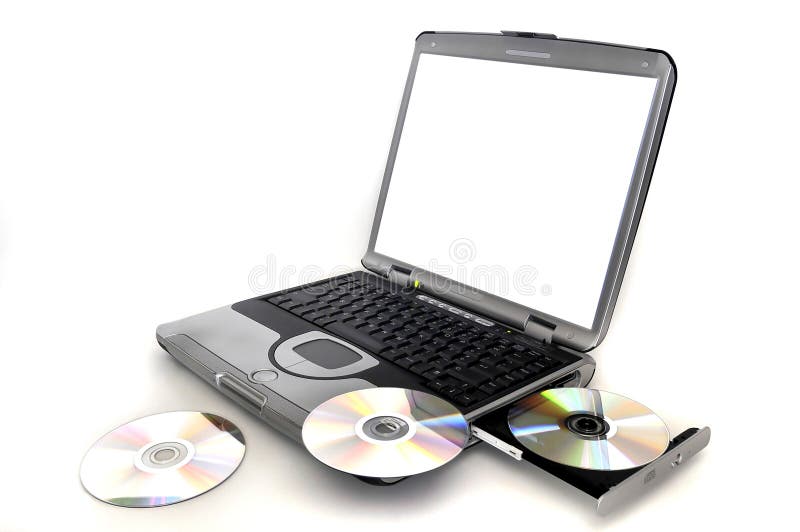 Laptop mit CD stockfoto. Bild von technologie, tastatur - 8080768