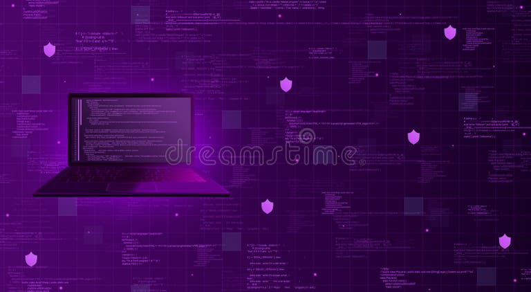 Laptop Mit Programmcode Auf Technologischem Hintergrund Mit ...