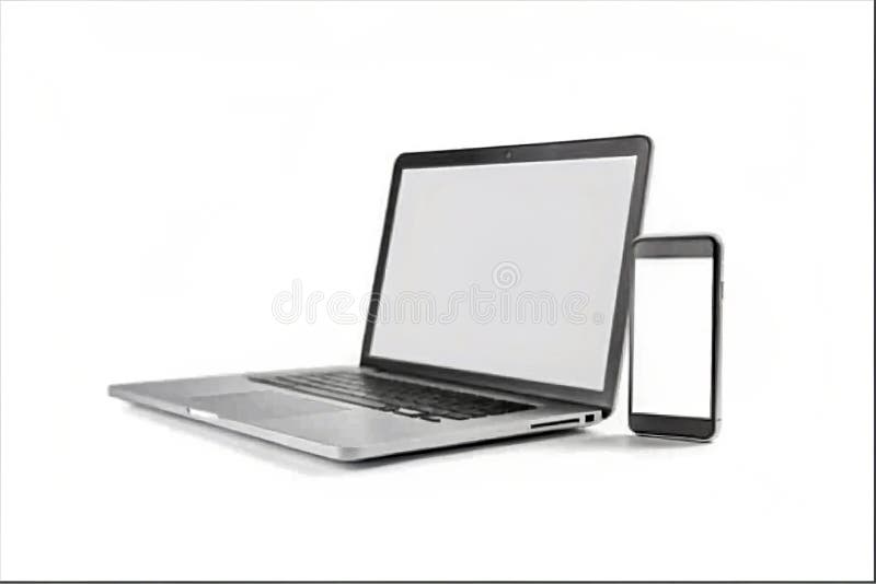 Laptop and Mobile Mockup on White Background - AI-Generated Technology ...