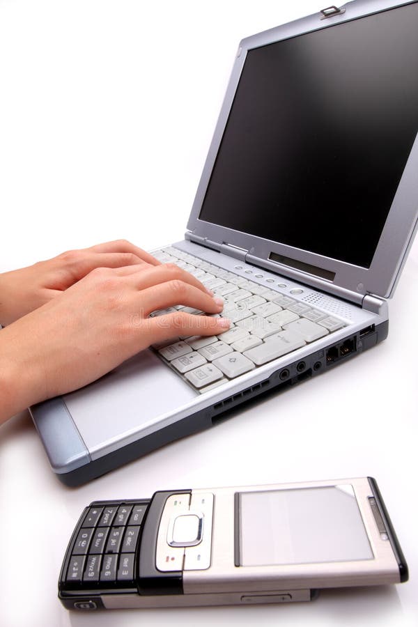 Laptop and mobile phone stock image. Image of chains, equipment - 6065267