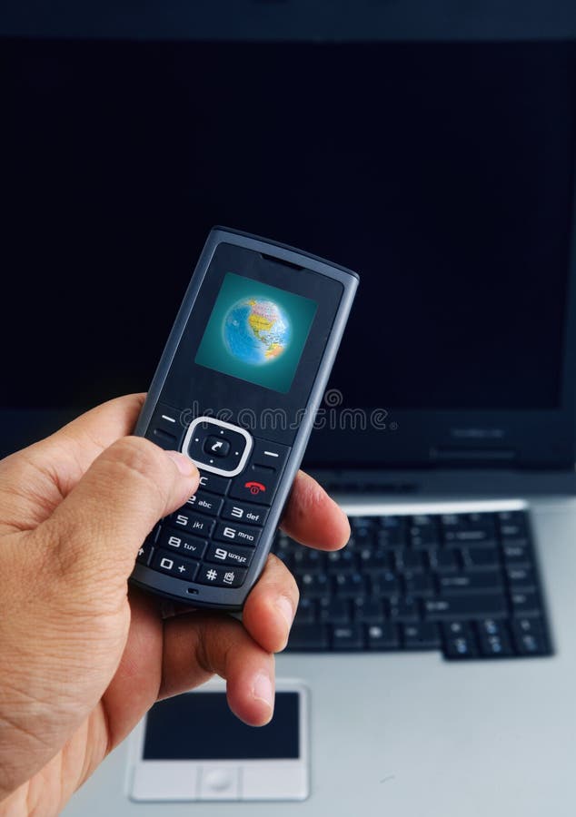 Laptop Computer with Cell Phone Stock Photo - Image of open, phone: 4446284