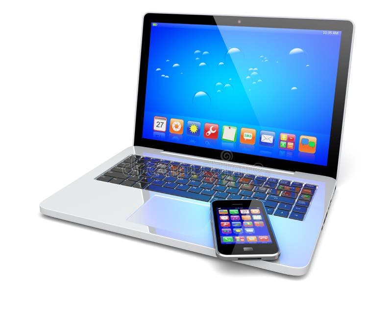 Laptop, and smartphone stock illustration. Illustration of digitally ...