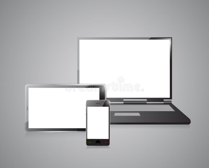 Laptop, Mobile Phone and Digital Tablet Pc Stock Illustration ...