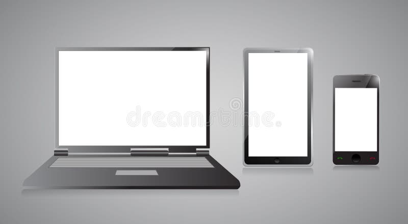 Laptop, Mobile Phone and Digital Tablet Pc Stock Illustration ...