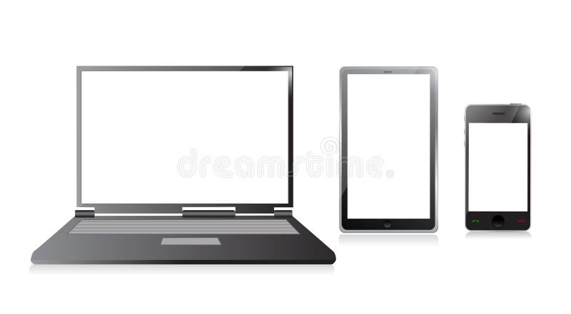 Laptop, Mobile Phone and Digital Tablet Pc Stock Illustration ...