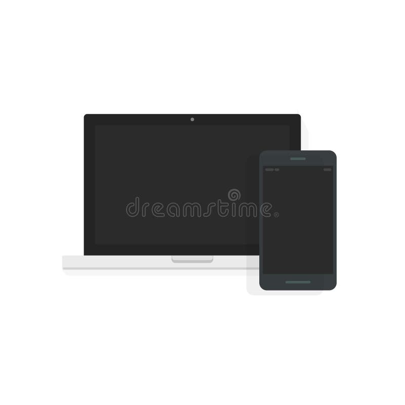 Laptop and Mobile Phone Front View Vector, Laptop Computer and ...