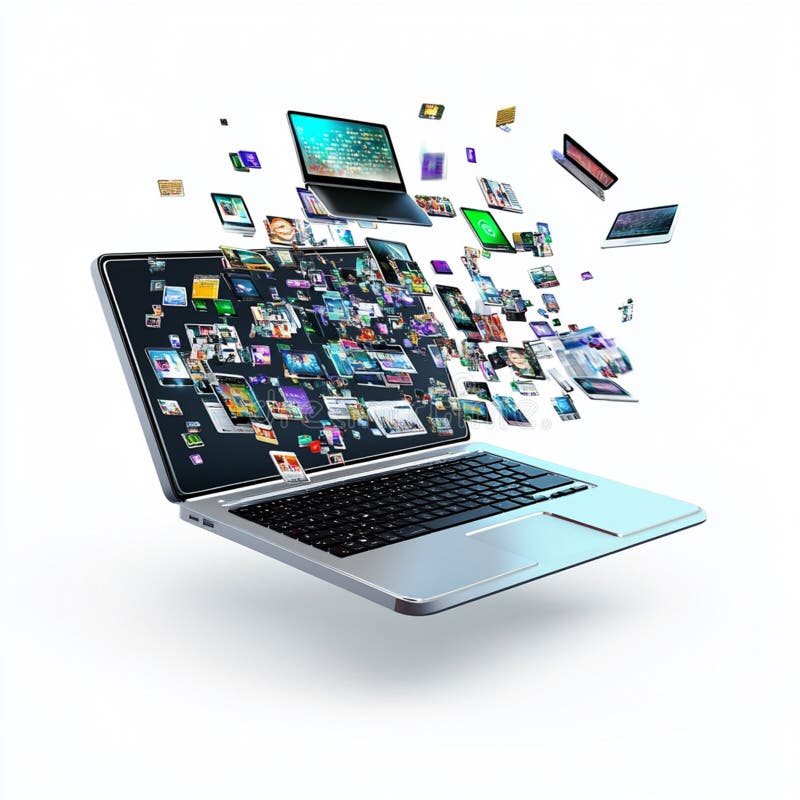 Laptop,mobiles and Internet Technology All in One Stock Illustration ...