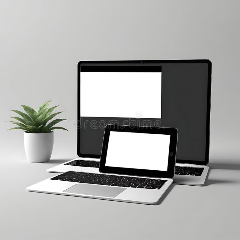 Realistic Laptop Screen Mockup Design Template Stock Illustration ...