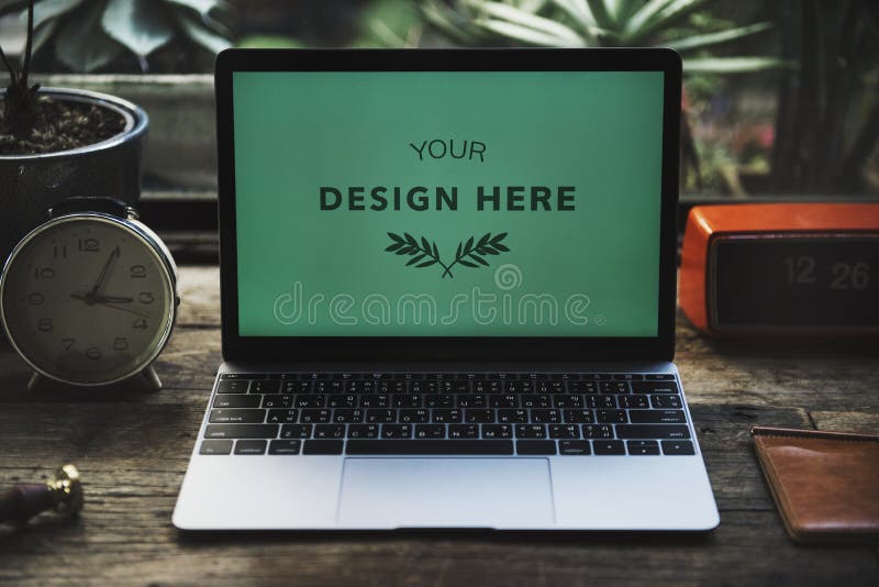 Laptop Mockup Design Technology Stock Photo - Image of wireless ...