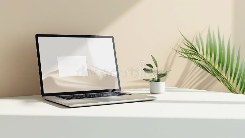 Laptop mockup on the table stock image. Image of display - 303111067