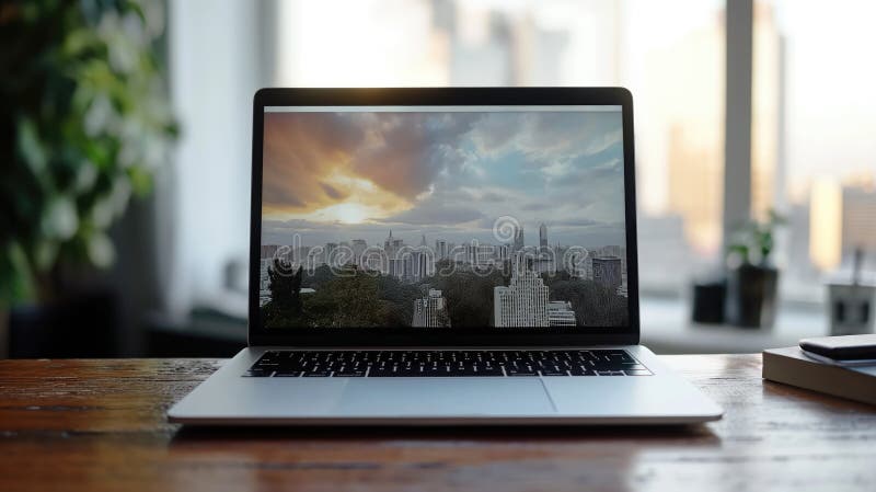 Laptop mockup on the table stock image. Image of modern - 303277275