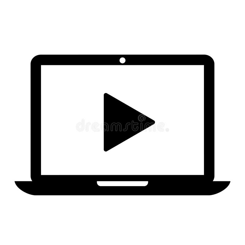 Laptop Monitor Icon with Play Button Stock Vector - Illustration of ...