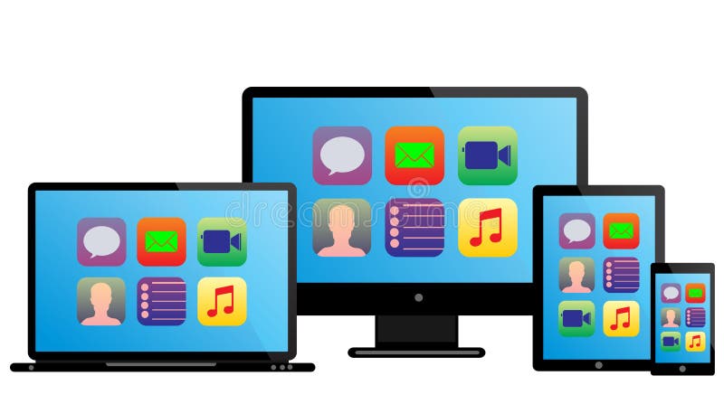 Laptop Monitor Tablet Mobile Icon Stock Vector - Illustration of phone ...