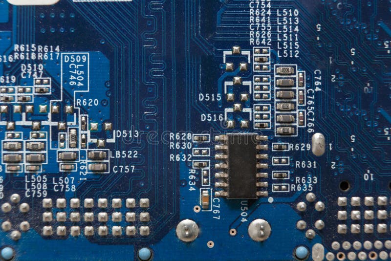 Laptop Motherboard Microcircuit Top View Stock Image - Image of laptop ...