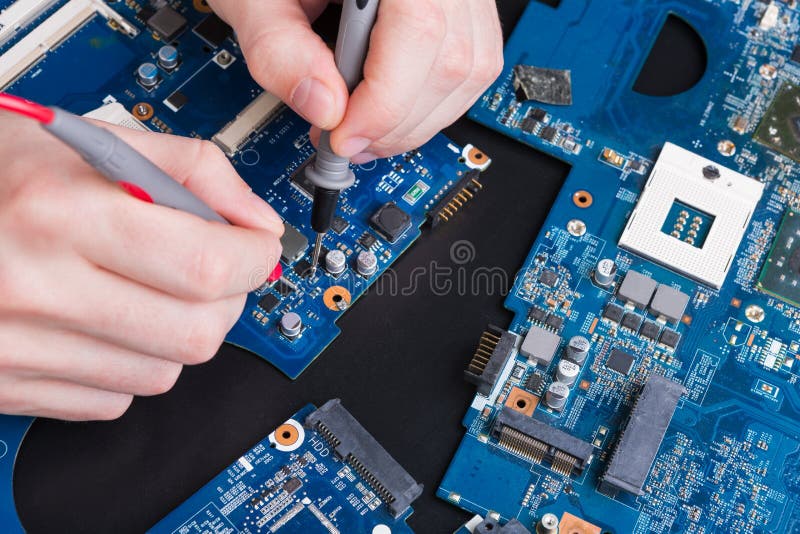 Laptop Motherboard Testing in Service Center Stock Image - Image of ...
