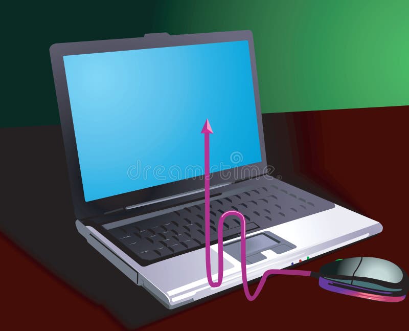 Laptop and mouse stock vector. Illustration of technology - 3446189