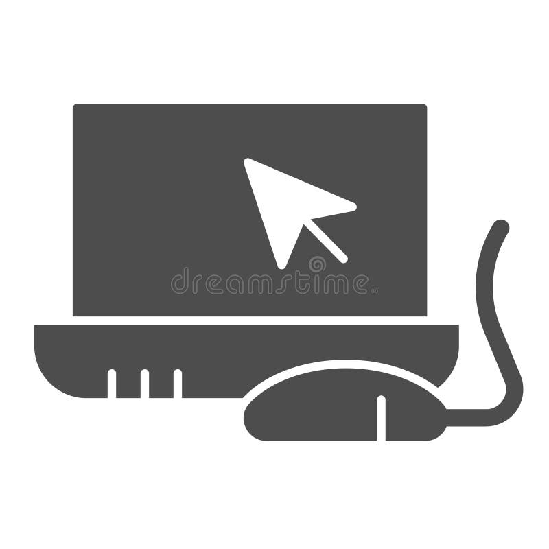 Laptop and Mouse Solid Icon. Notebook Monitor with Cursor and Mouse ...