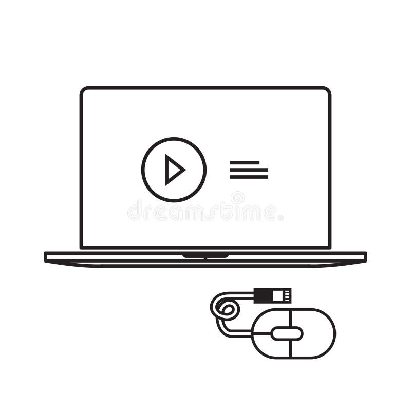 Laptop with Mouse. Vector Illustration Decorative Design Stock Vector ...