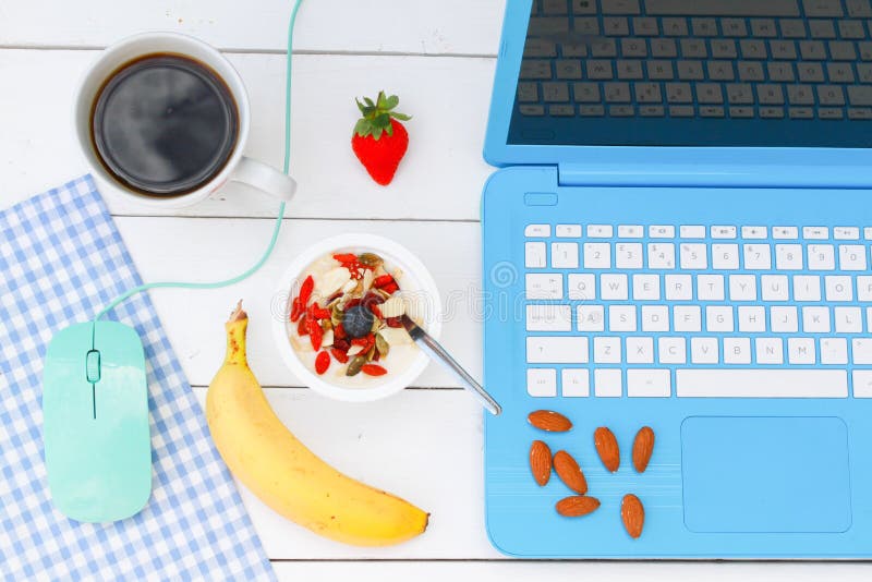 Breakfast at work stock image. Image of oats, break - 124203843