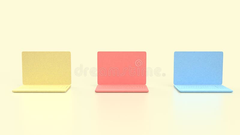 The Laptop Multi Color for Technology Concept 3d Rendering Stock ...