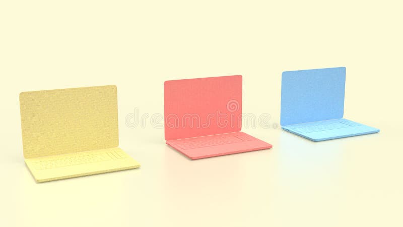 The Laptop Multi Color for Technology Concept 3d Rendering Stock ...