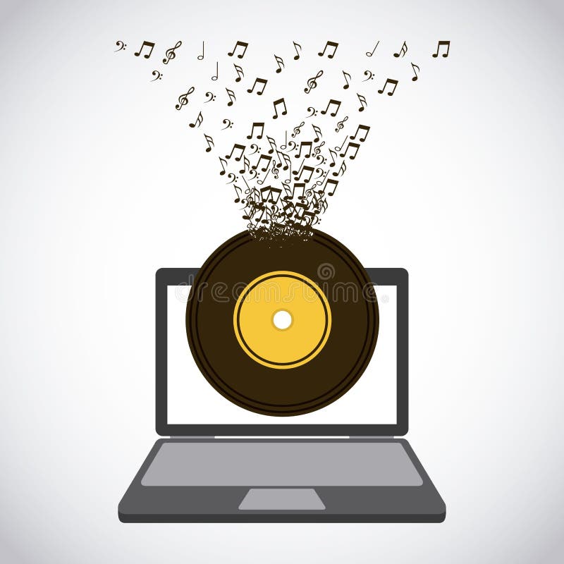 Laptop and music design stock vector. Illustration of disco - 80963860