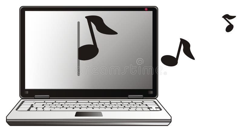 Laptop and music stock illustration. Illustration of music - 97032255