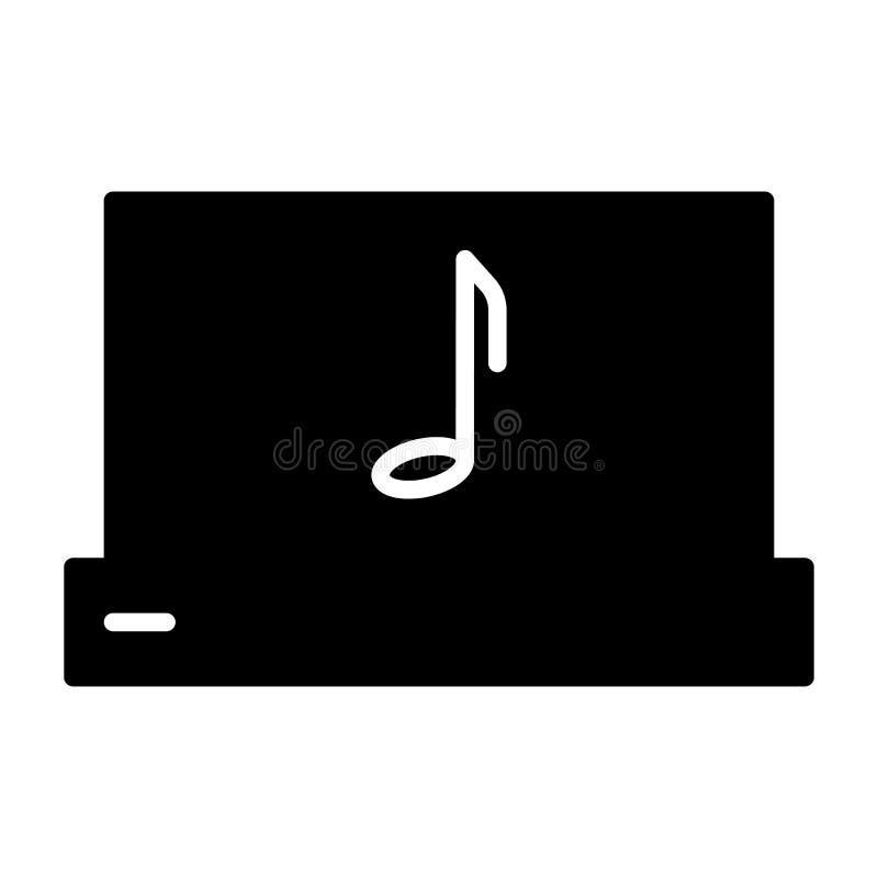 Laptop with Music Note Silhouette Icon. Pictogram Stock Vector ...