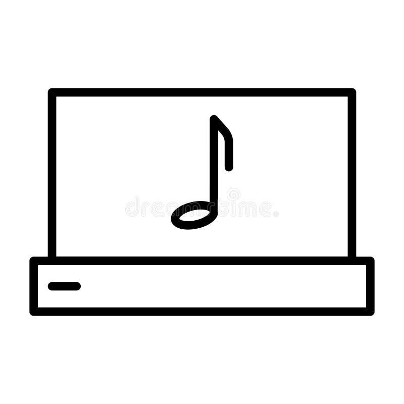 Laptop with Music Note Thin Line Icon. Vector Pictogram Stock Vector ...