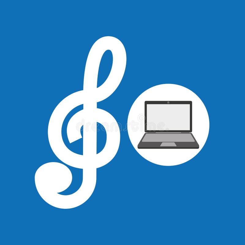 Laptop Music Technology Clef Note Stock Vector - Illustration of ...