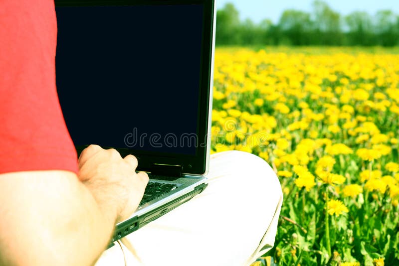 Laptop and nature stock photo. Image of notebook, outdoors - 15067288