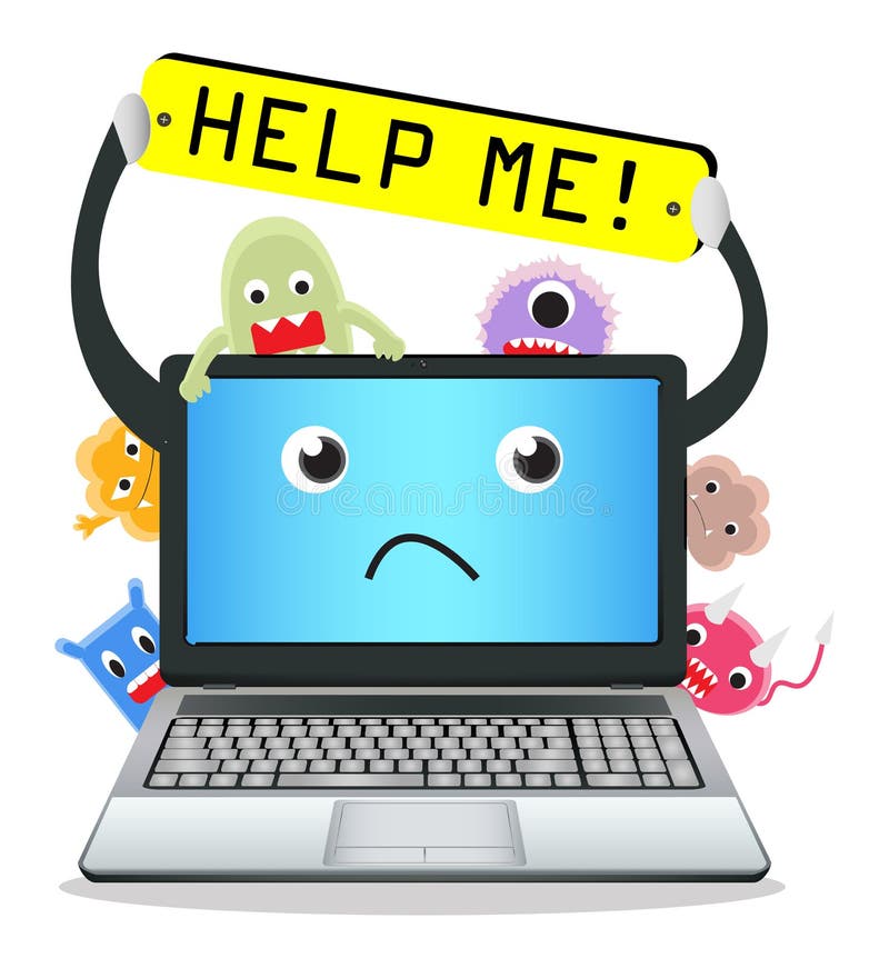 Laptop Need Help from Virus Computer Stock Vector - Illustration of ...