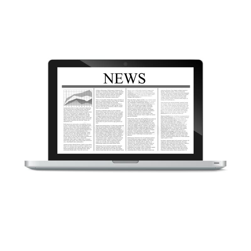 Laptop with News Article on Screen Stock Vector - Illustration of ...