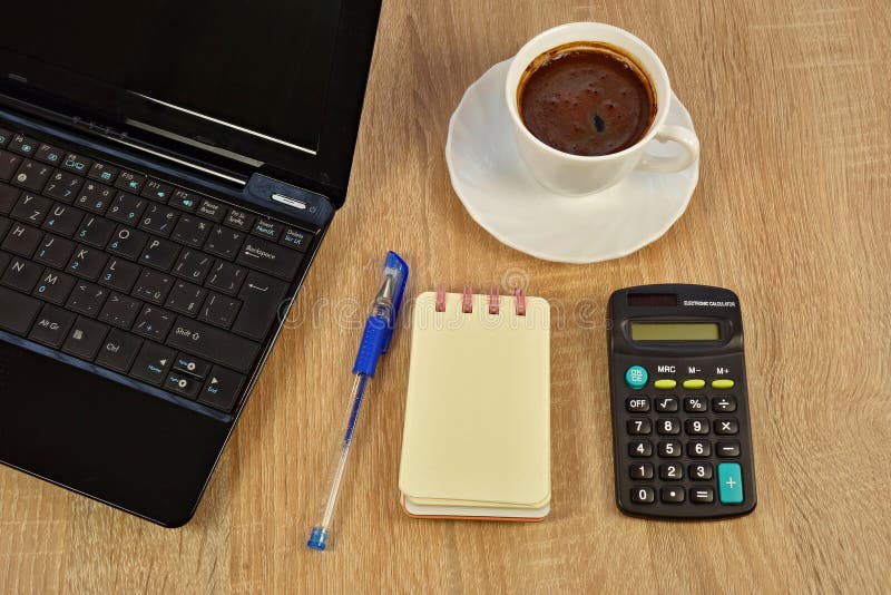 Laptop, notebook, coffee stock image. Image of paper - 67593981