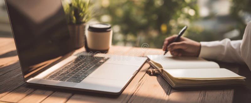 The Laptop and Notebook Create a Serene Workspace for Focused Writing ...