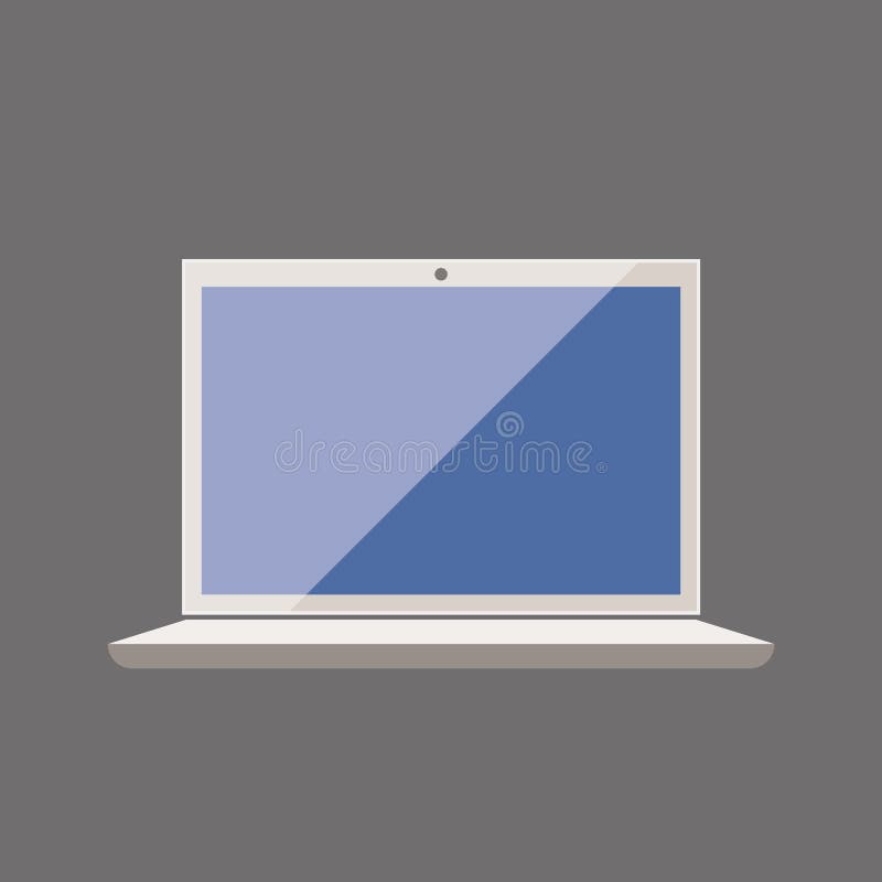 Grey Laptop Flat Style on Blue Background Vector Eps10. Laptop with ...