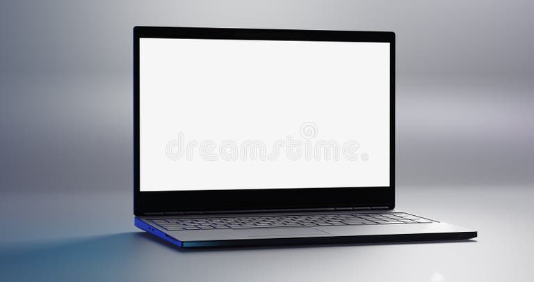 Laptop Notebook Isolate Blank Screen Display Mockup Pc. Copy Space ...