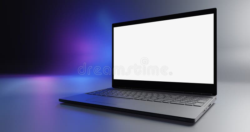 Laptop Notebook Isolate Blank Screen Display Mockup Pc. Copy Space ...