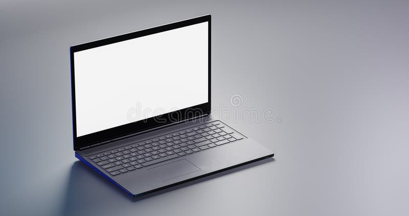 Laptop Notebook Isolate Blank Screen Display Mockup Pc. Copy Space ...
