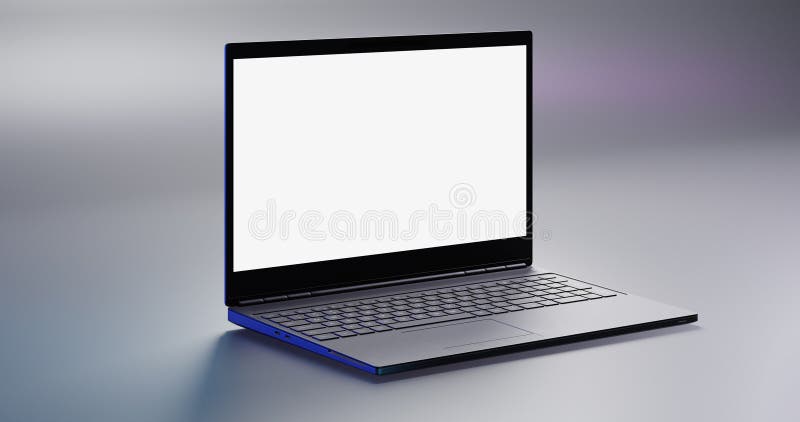 Laptop Notebook Isolate Blank Screen Display Mockup Pc. Copy Space ...