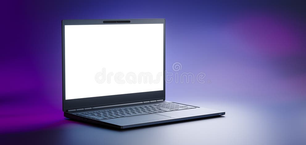 Laptop Notebook Isolate Blank Screen Display Mockup Pc. Copy Space ...
