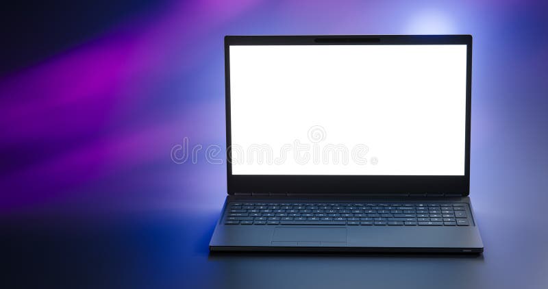 Laptop Notebook Isolate Blank Screen Display Mockup Pc. Copy Space ...
