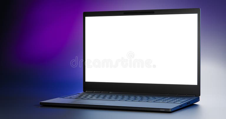 Laptop Notebook Isolate Blank Screen Display Mockup Pc. Copy Space ...