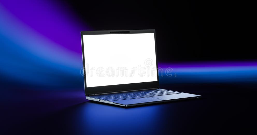 Laptop Notebook Isolate Blank Screen Display Mockup Pc. Copy Space ...