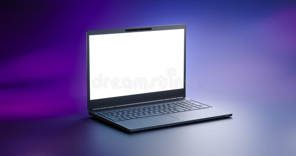 Laptop Notebook Isolate Blank Screen Display Mockup Pc. Copy Space ...