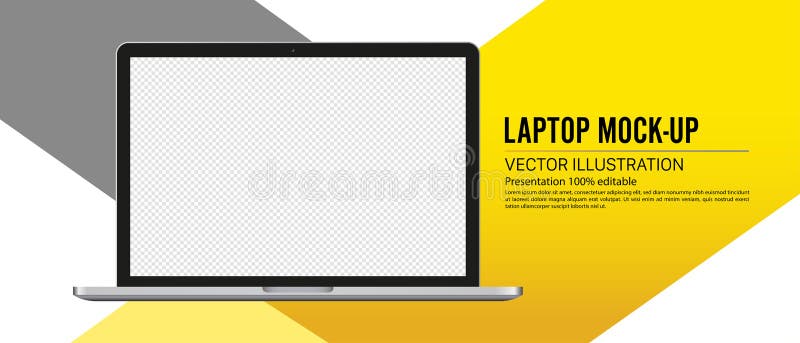 Laptop Notebook Layout Mockup for Advertising Presentation, Vector ...