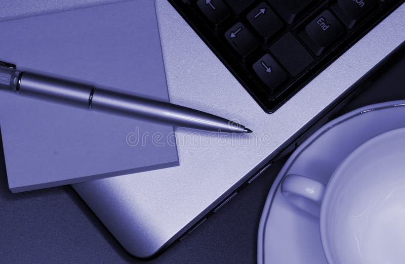 Laptop with Notebook and Pen Stock Photo - Image of corporate, letter ...