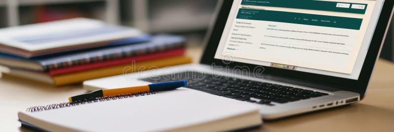 Laptop Notebook and Pen Ready for Studying or Working a Laptop Notebook ...