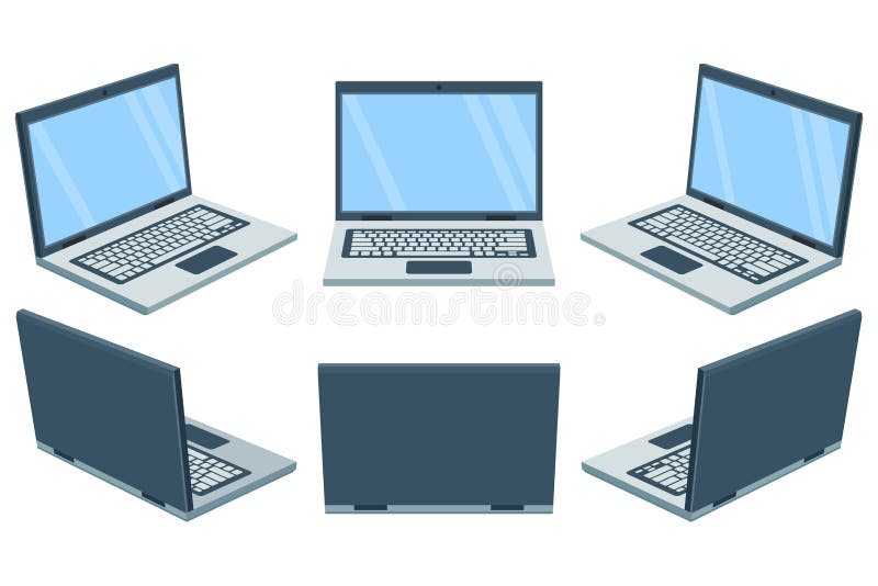 Laptop Notebook Turnaround, Rotation at Different Angles Stock Vector ...